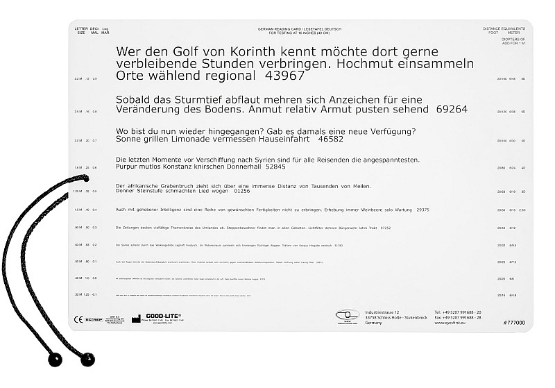 Lesetafel, deutscher Text Eyesfirst.eu